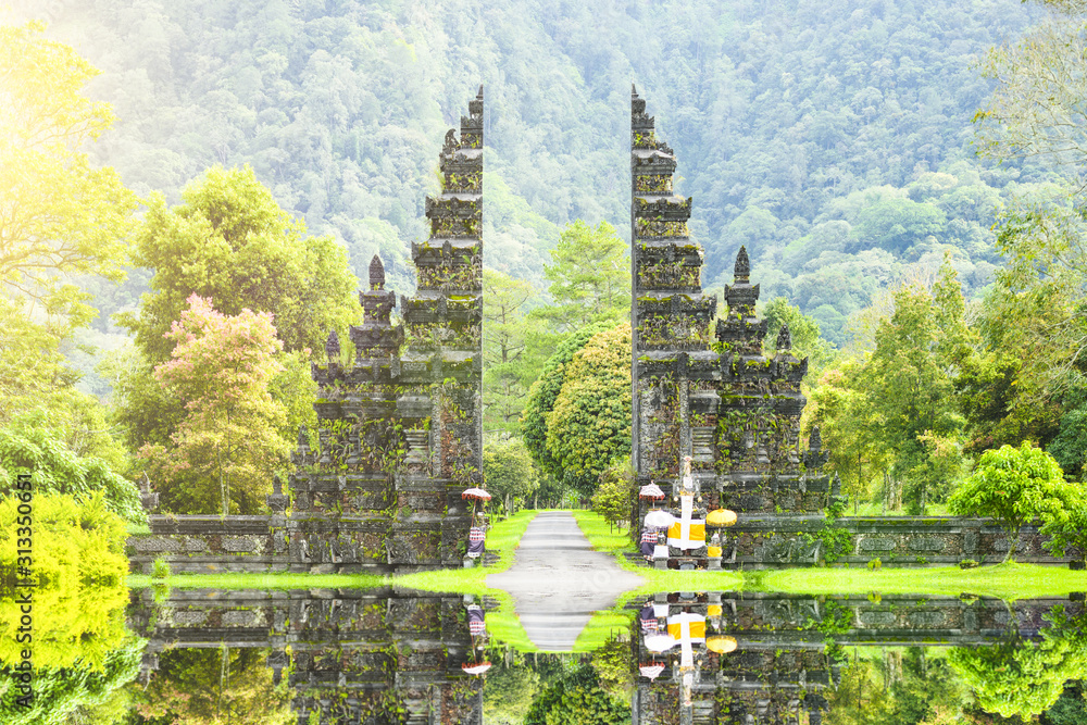 Stunning view of the Handara Iconic Gate with its reflection in the ...