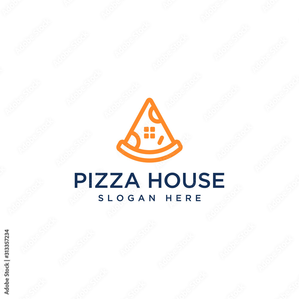 logo design restaurant or pizza house, or a house with pizza Stock ...