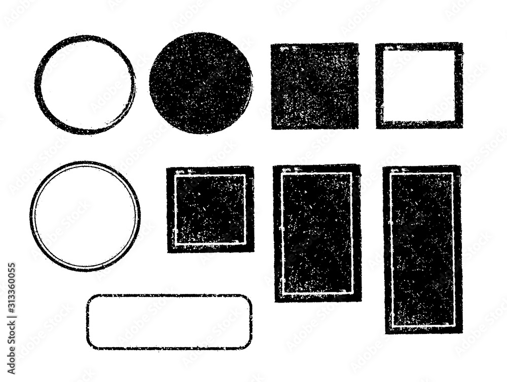 rubber stamp frame set (square, circle, rectangle etc.) / color black ...