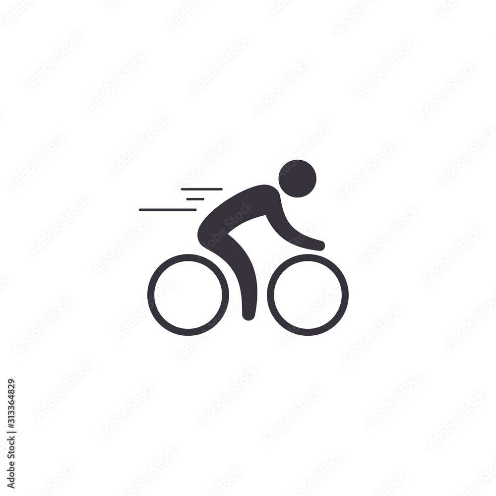Cyclist icon. Simple flat logo of cyclist on white background ...