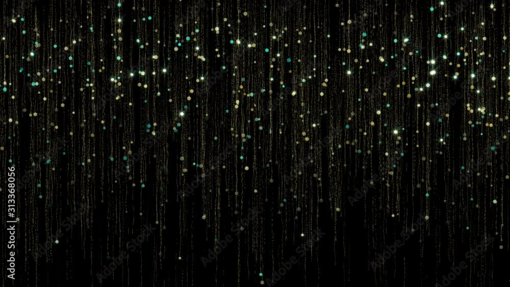 Elegant looped motion background 4K rain of falling gold and blue ...