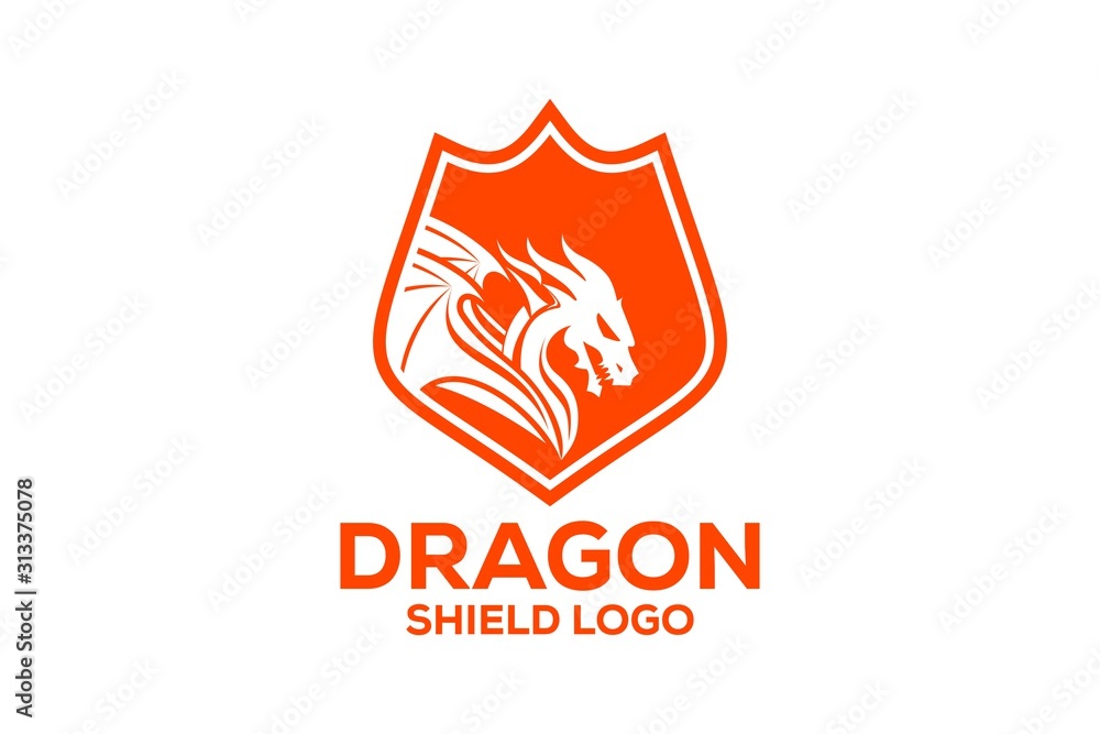 Dragon Shield Logo Icon, Dragon Logo Template, Dragon logo Vector ...