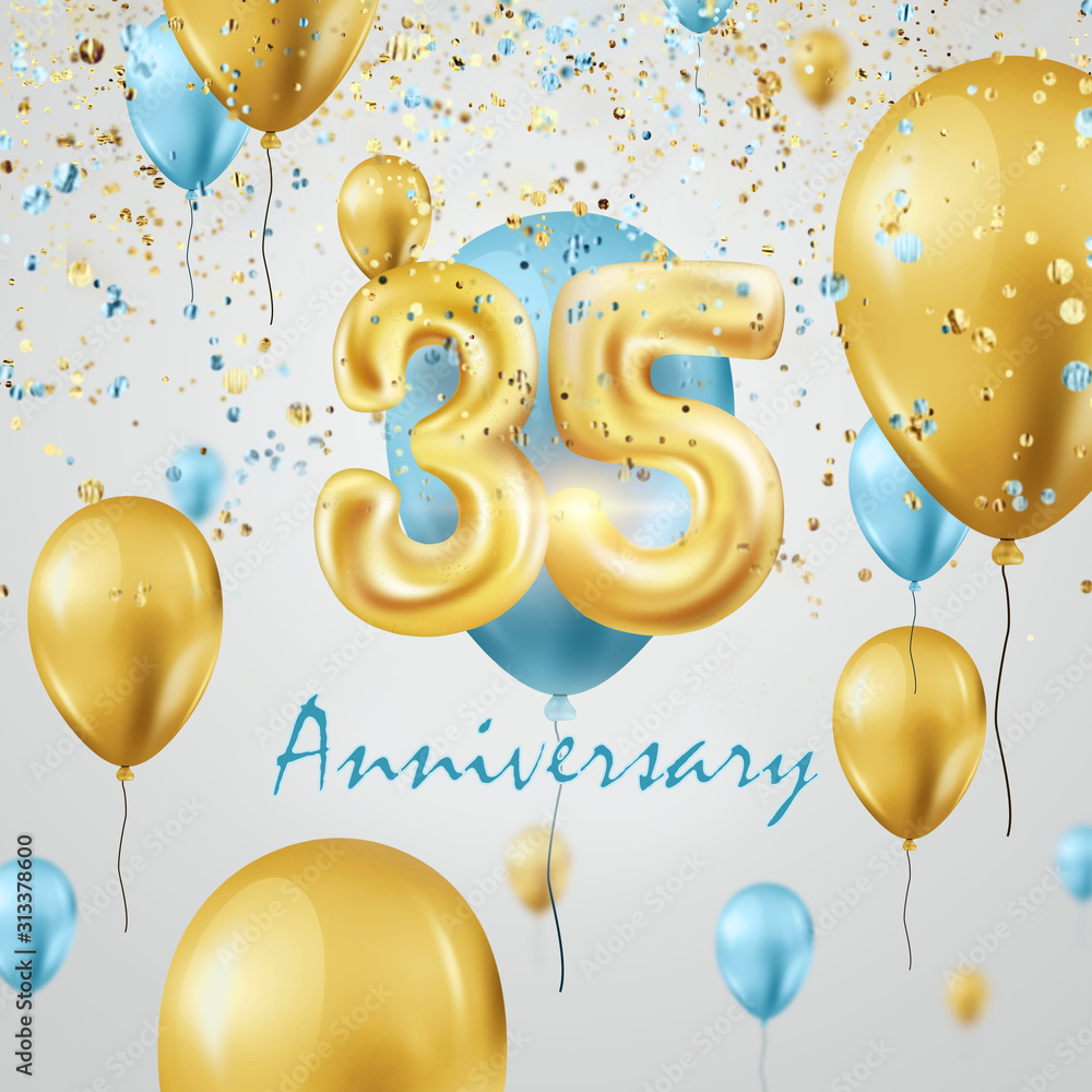 Golden balloons numbers 35 years anniversary celebration, golden and ...
