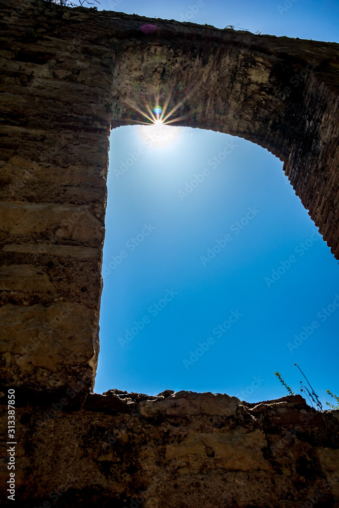 Arc with sunlight diffraction. Beautiful warm spring day and ...