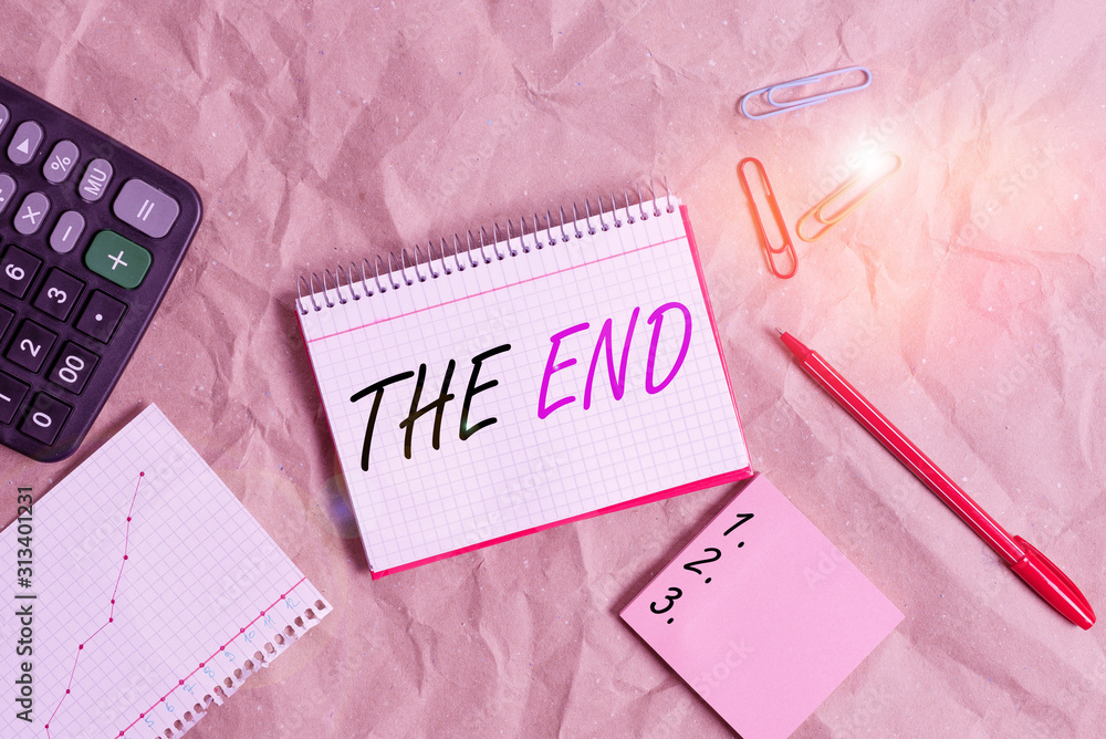 Conceptual hand writing showing The End. Concept meaning Final part of ...