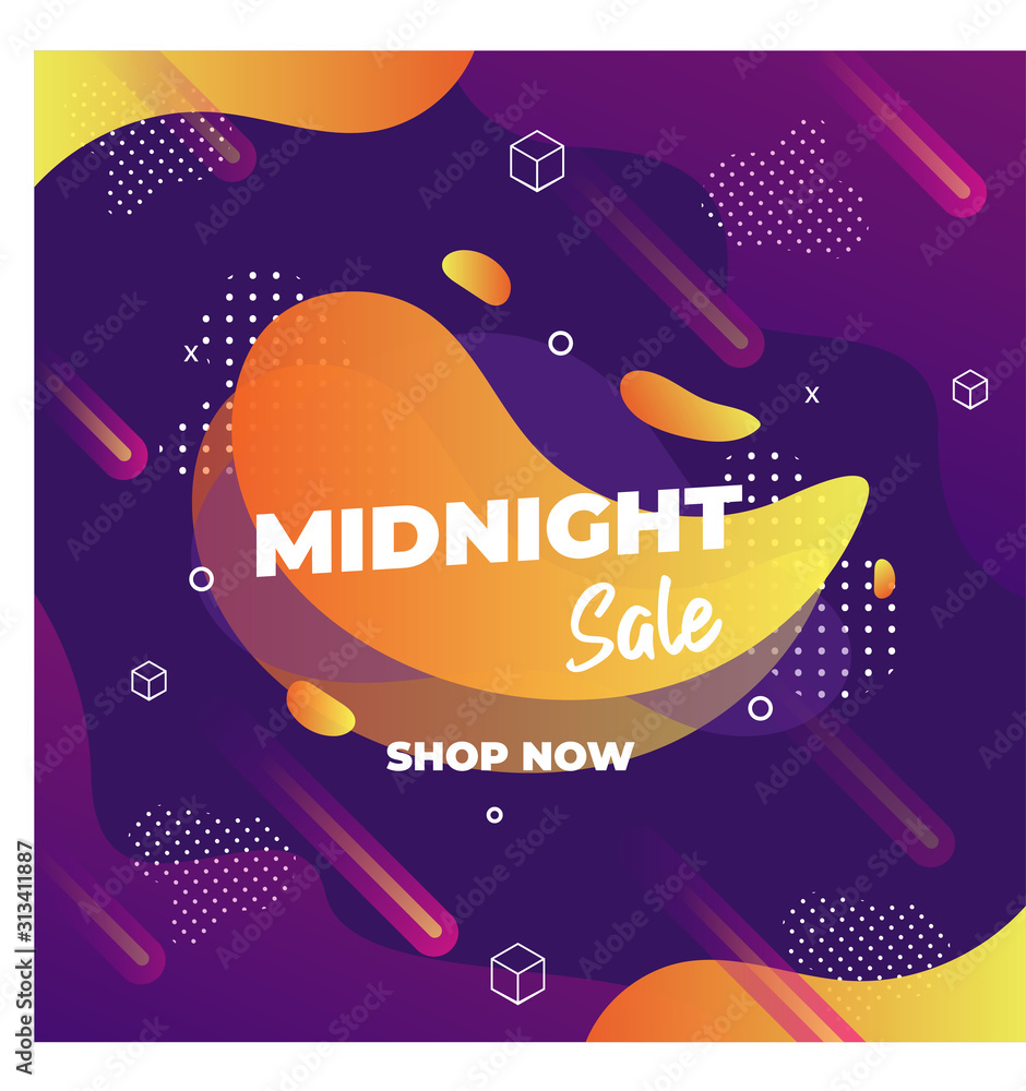 Midnight Sale Template Design for Advertising text, banner and social ...