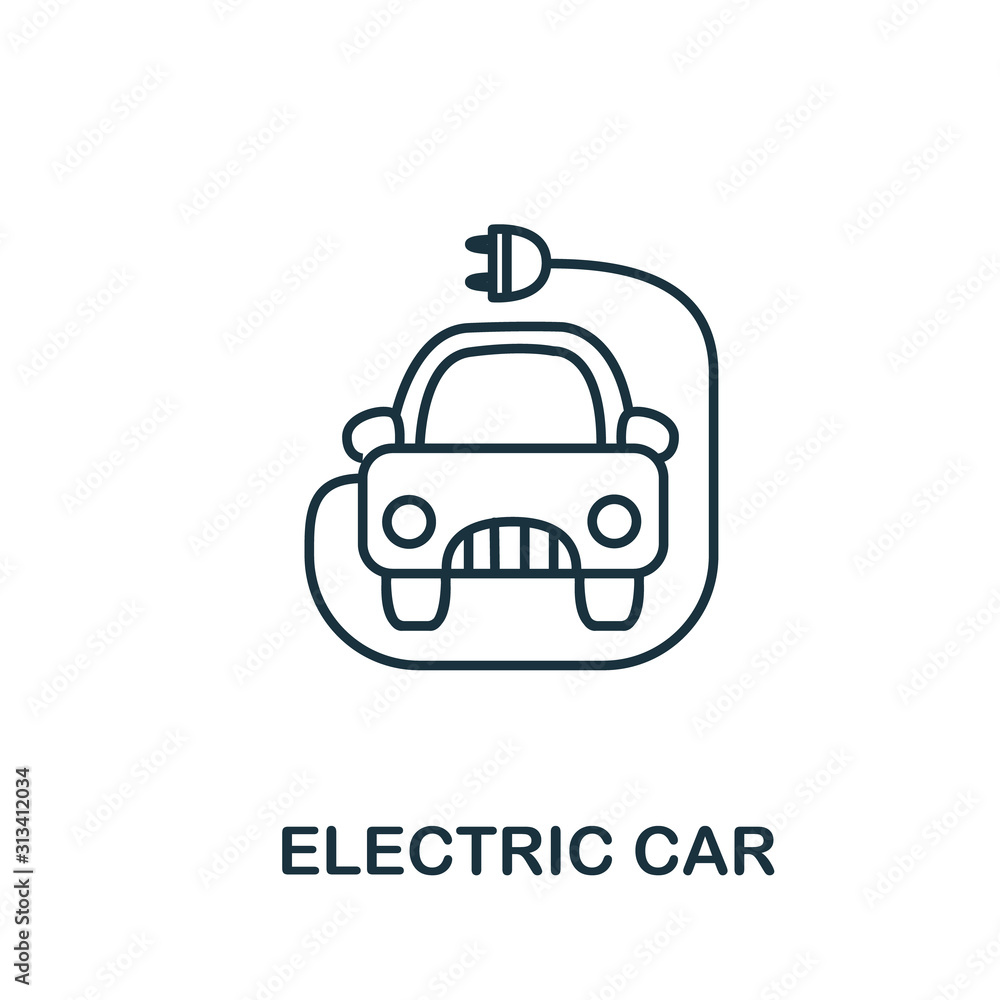 Vetor de Electric Car icon from clean energy collection. Simple line ...