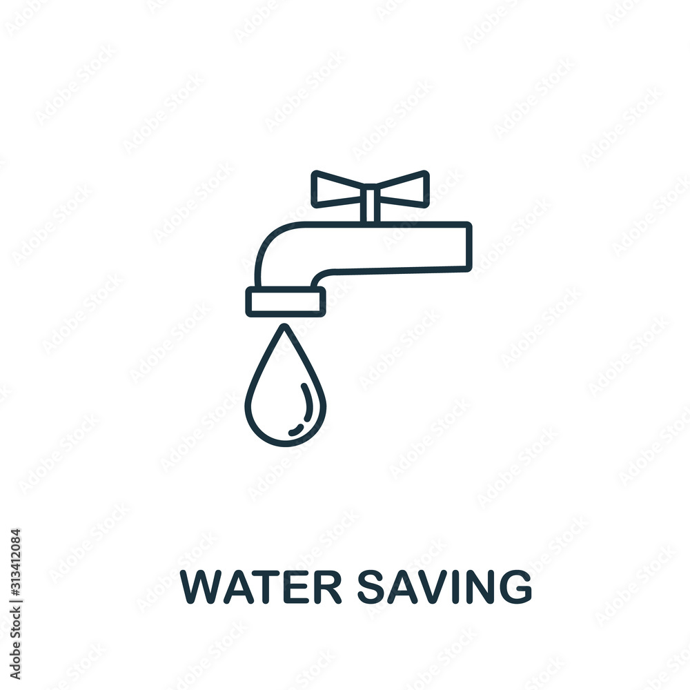 Water Saving icon from clean energy collection. Simple line element ...