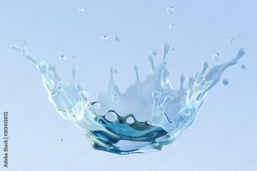 Fresh pure blue sparkling, mineral, micellar water splash. Clean water ...