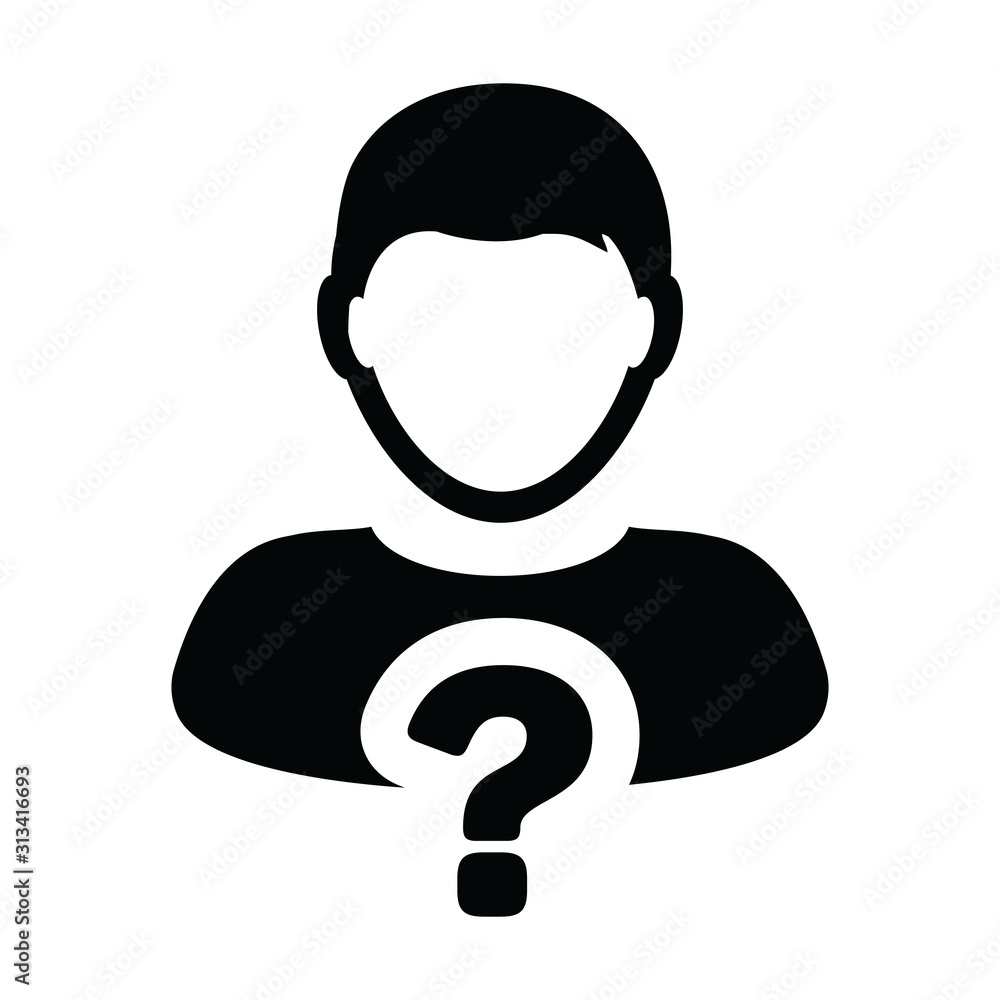 Avatar icon with question mark symbol vector with male person profile ...