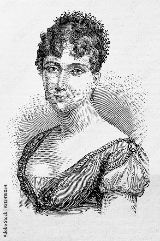 Hortense Eugenie Cecile Bonaparte, born Beauharnais. Queen consort of ...