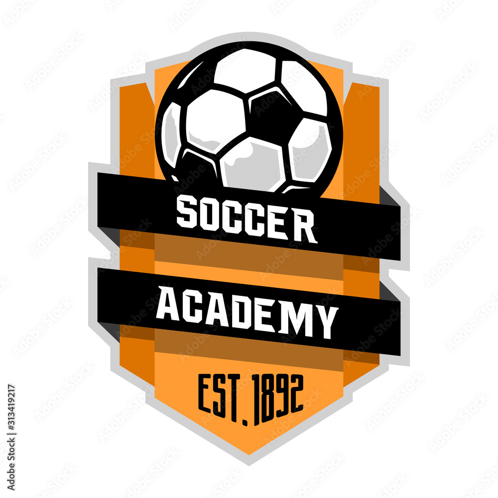 stock vector soccer or football academy emblem. sports logo ...