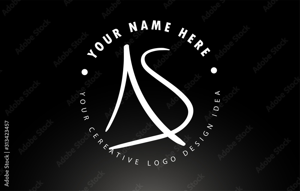 AS Handwritten Letters Logo Design with Circular Letter Pattern ...