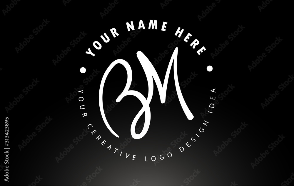 BM Handwritten Letters Logo Design with Circular Letter Pattern ...