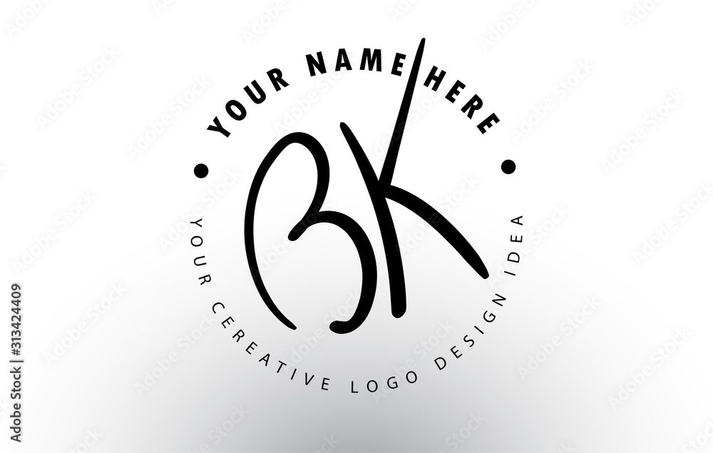 BK Handwritten Letters Logo Design with Circular Letter Pattern ...