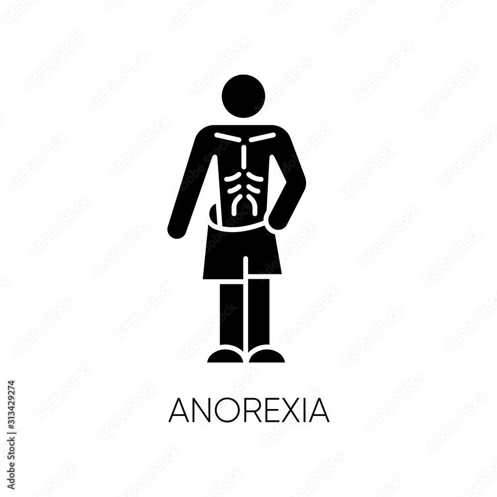 Vecteur Stock Anorexia glyph icon. Eating disorder. Underweight body ...