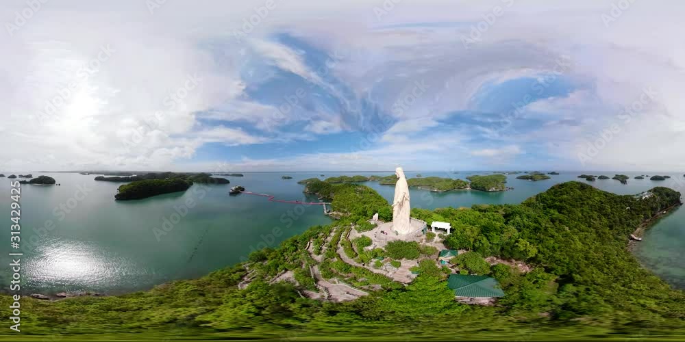 Statue of Jesus Christ on Pilgrimage island in Hundred Islands National ...