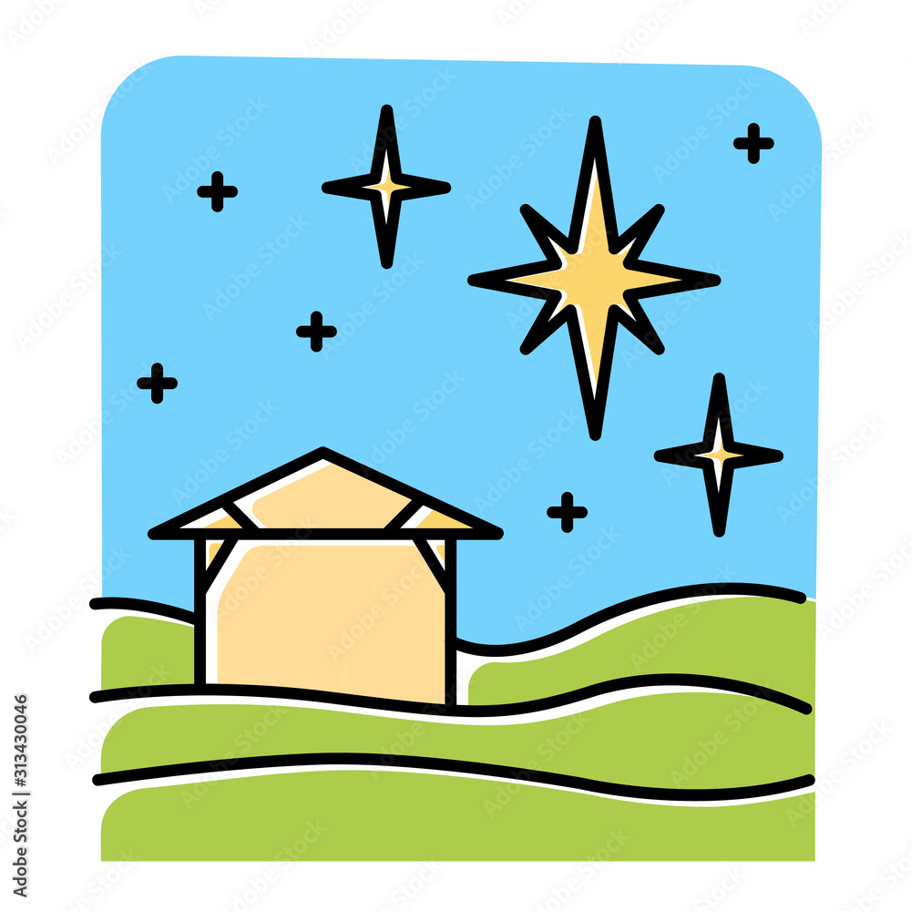 Christmas star blue color icon. Christian holy night. Christmas eve ...