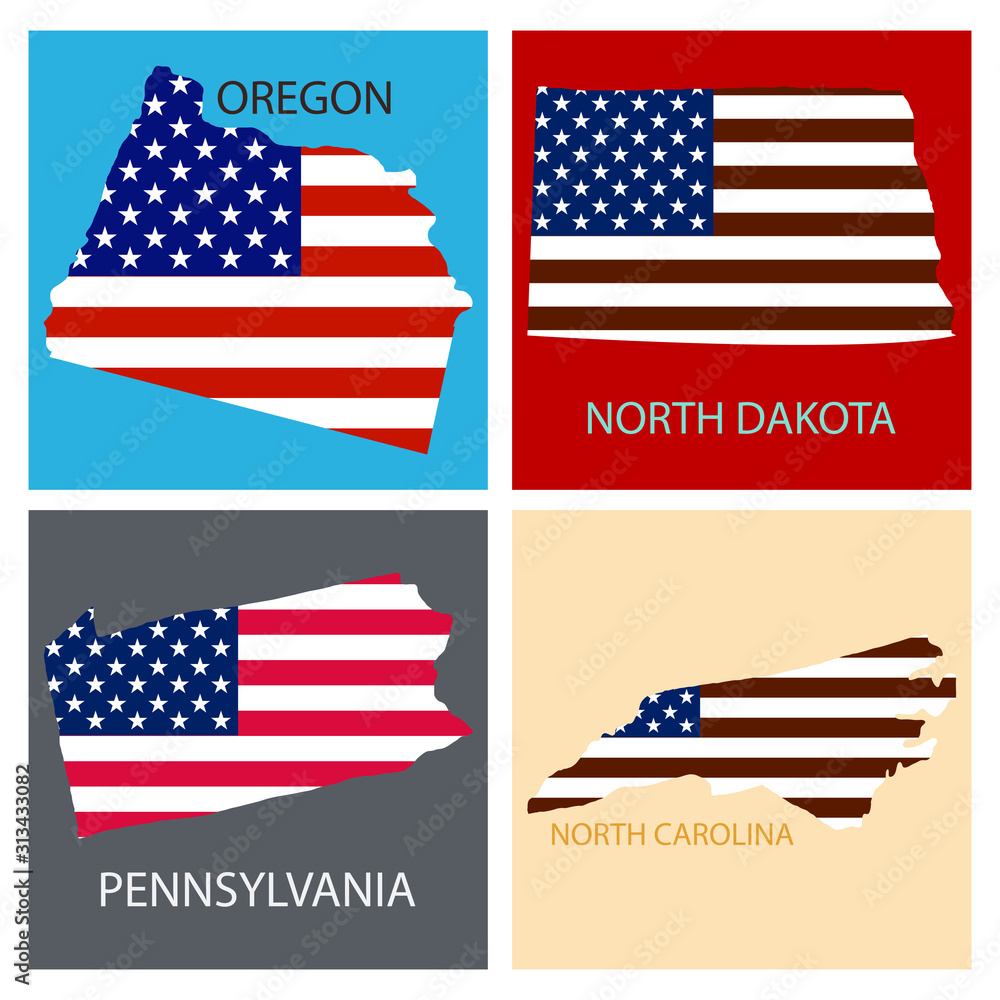 Vetor do Stock: Poster map of United States of America with state names ...