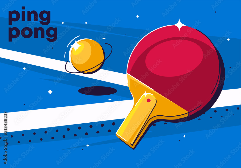 vector illustration of ping pong table rackets with a small ball Stock ...