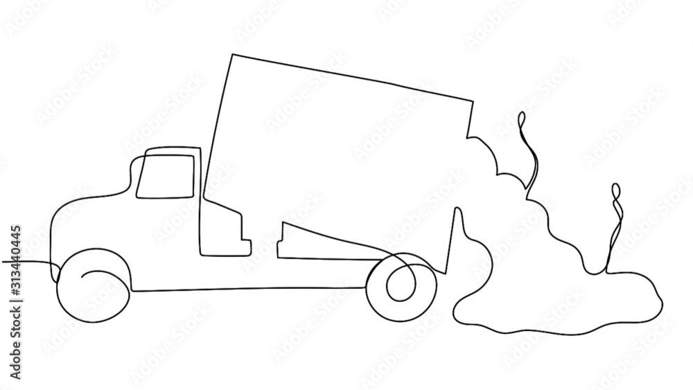 Self drawing animation of garbage truck - continuous line drawing on ...