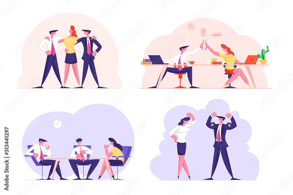 Set of Businesspeople Dream Team Isolated on White Background. Office ...