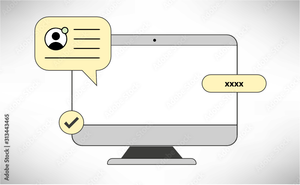 Sign in page on computer screen. Desktop computer with login form and ...