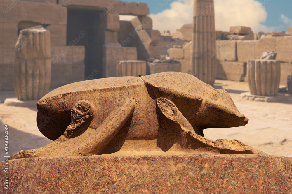 Statue of Khepri the sacred scarab in Karnak Temple Complex Luxor ...