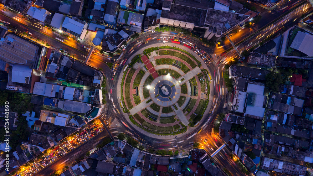 Road roundabout with car lots in Bangkok,Thailand. street large ...