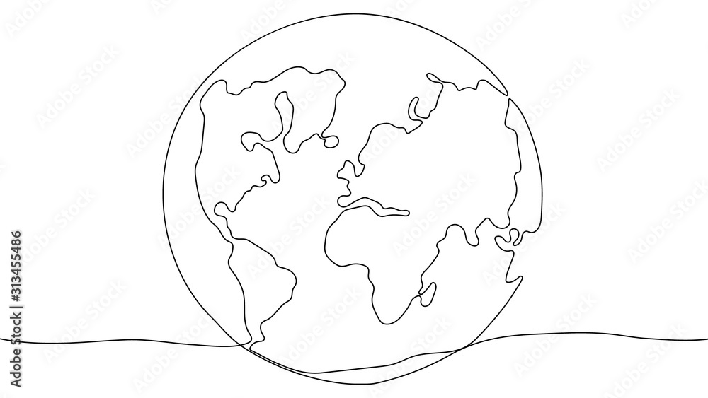 Environment pollution concept. Continuous line drawing of our planet ...