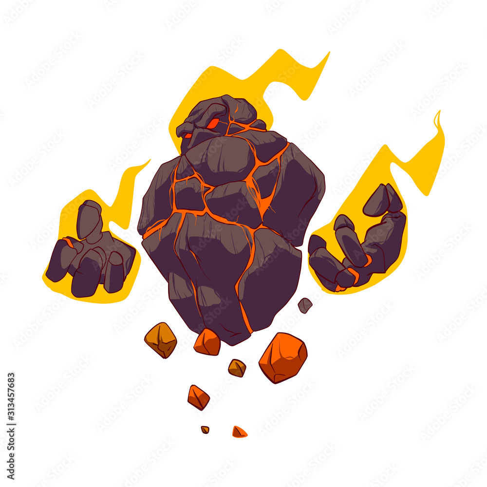 Cartoon vector illustration of a lava golem Stock Vector | Adobe Stock