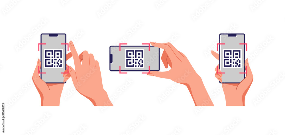 QR code mobile phone scan on screen. Business and technology concept ...
