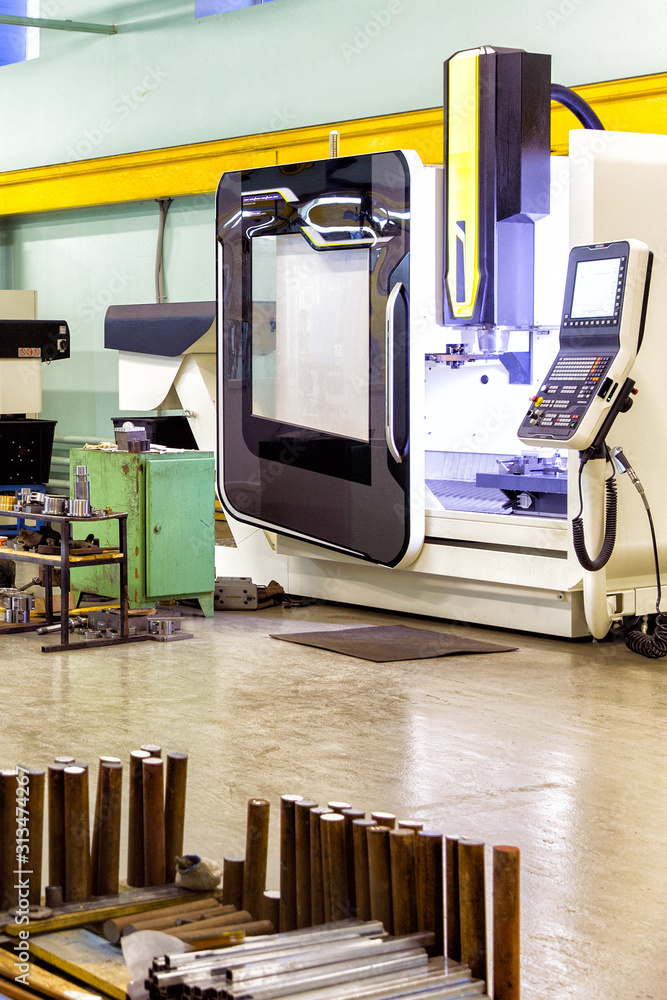 Machine building plant. Interior of the modern plant of steel billets ...