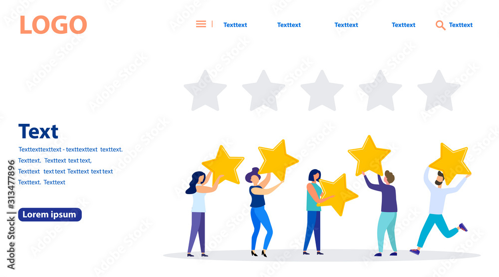 Vector illustration, Customer reviews rating, Different people give a ...