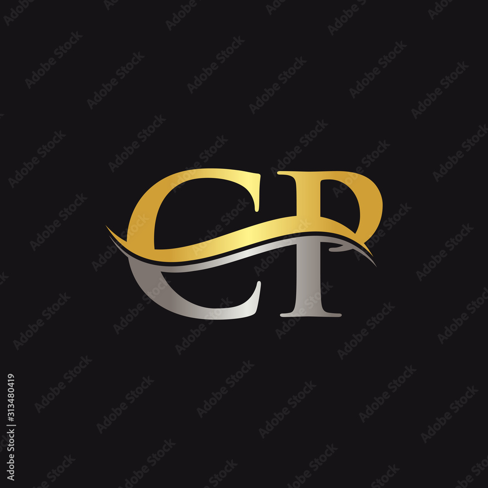 Initial Gold And Silver letter CP Logo Design with black Background. CP Logo Design. Stock ...