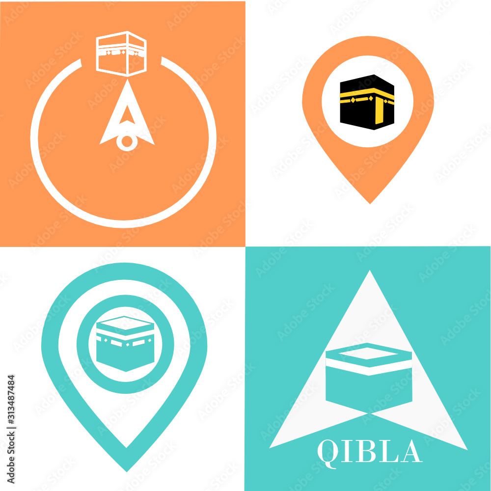 Qibla - muslim prayer direction. Kaaba direction. Mecca. Saudi Arabia ...