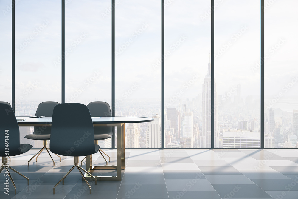 Meeting room interior with big window Stock Photo | Adobe Stock