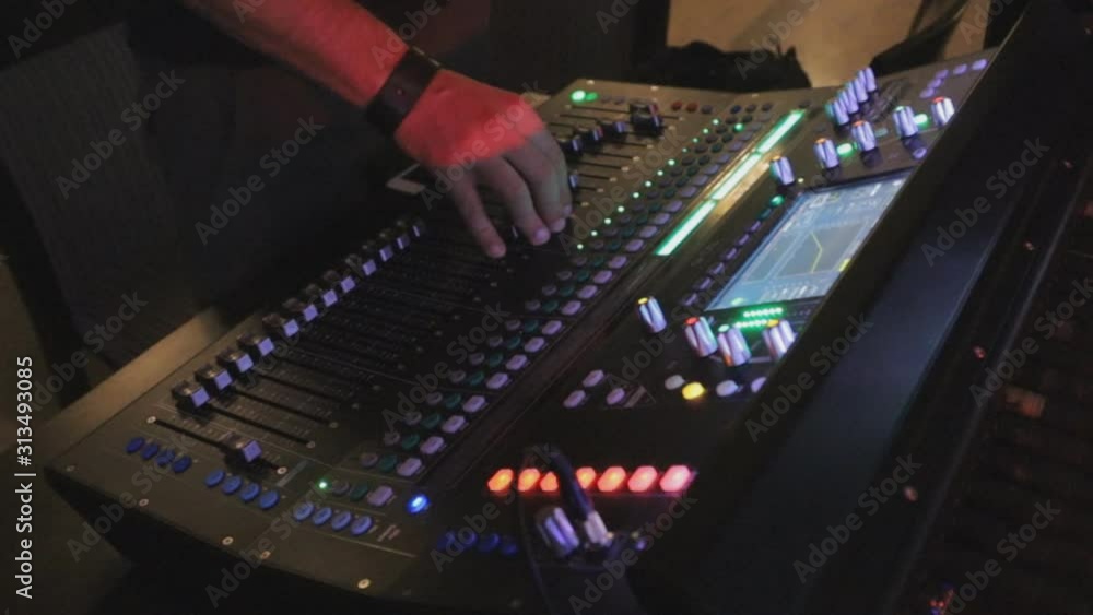 Electric machine on table for working of sound designer or club dj at ...