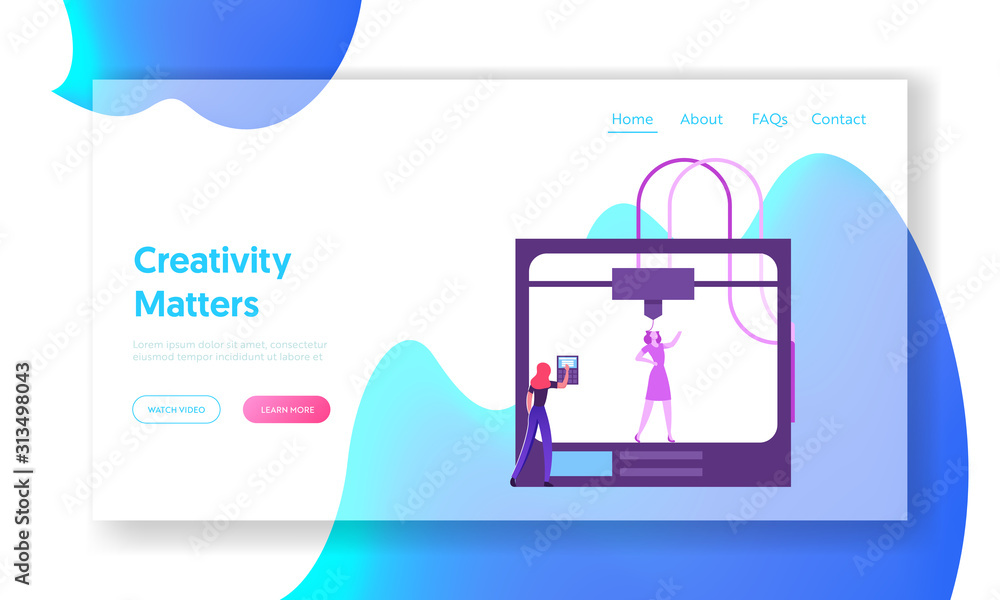 Technology Innovation Website Landing Page. Engineer Control 3d ...