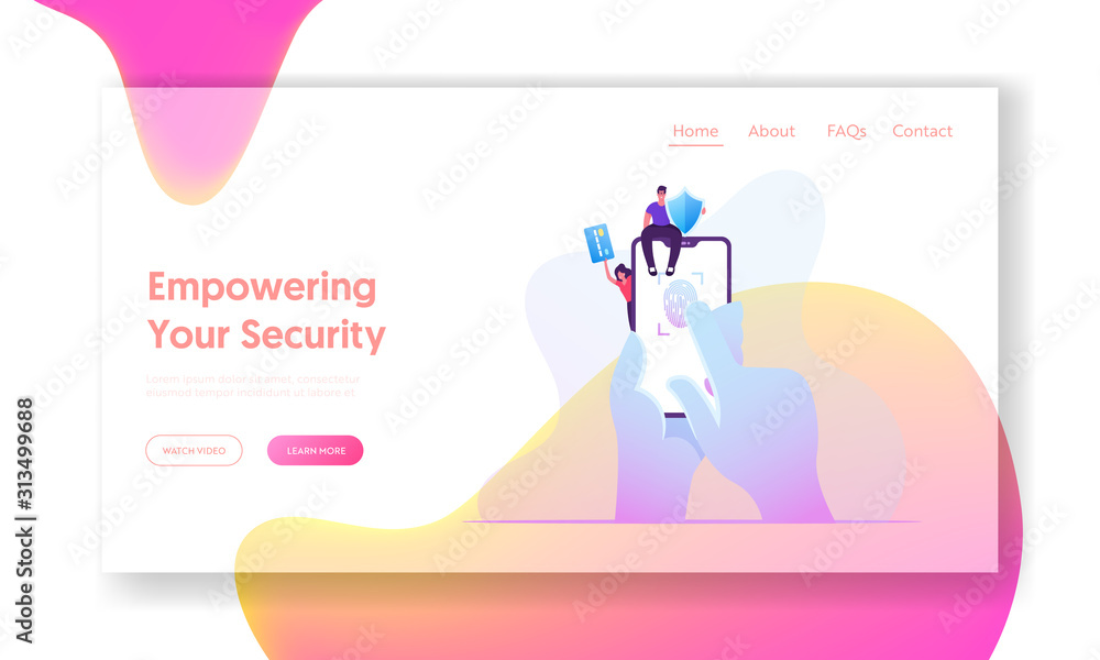 Biometric ID Fingerprint Scanning, Cyber Security Website Landing Page ...