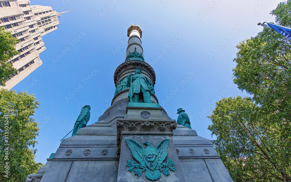 Lafayette Square in Buffalo Downtown that hosts a Civil War monument ...