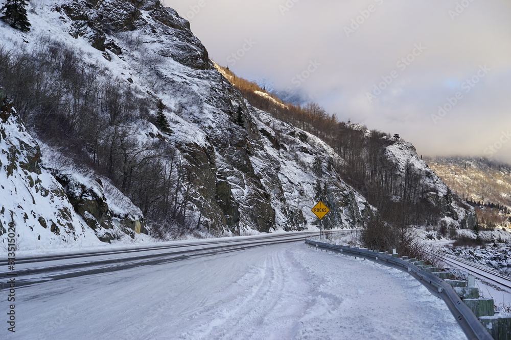Alaska most dangerous road Seaward high way along Turnagain Arm in the ...