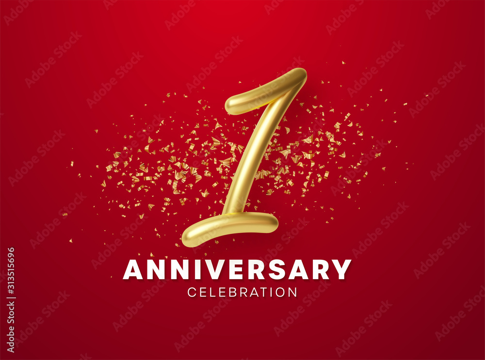 Anniversary celebration design with Golden numbers, sparkling confetti ...
