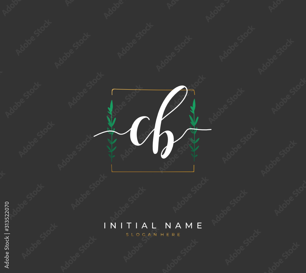 Handwritten initial letter C B CB for identity and logo. Vector logo ...