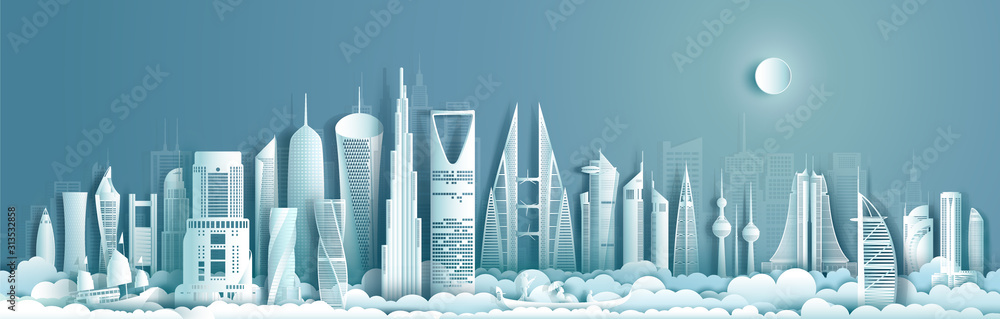 Travel architecture landmark of Jordan with modern building, monument ...