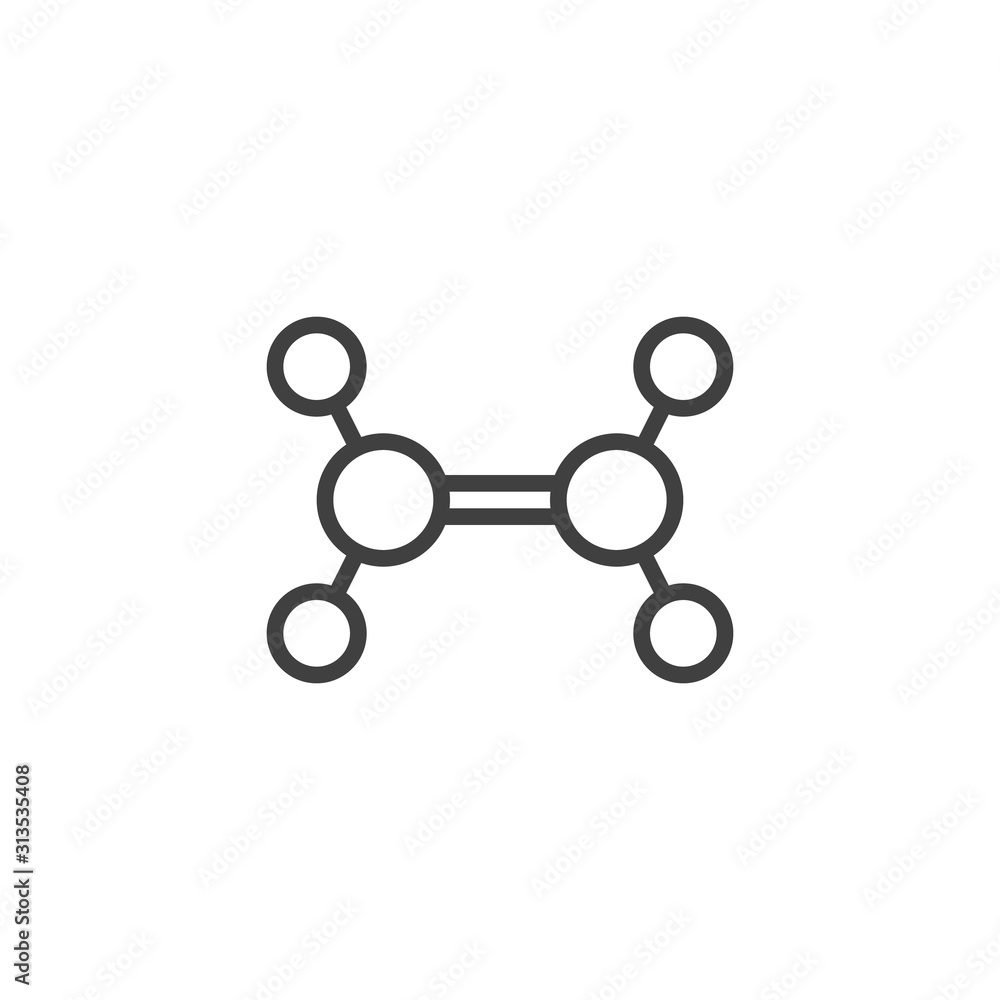 Ethylene molecule structure line icon. linear style sign for mobile ...