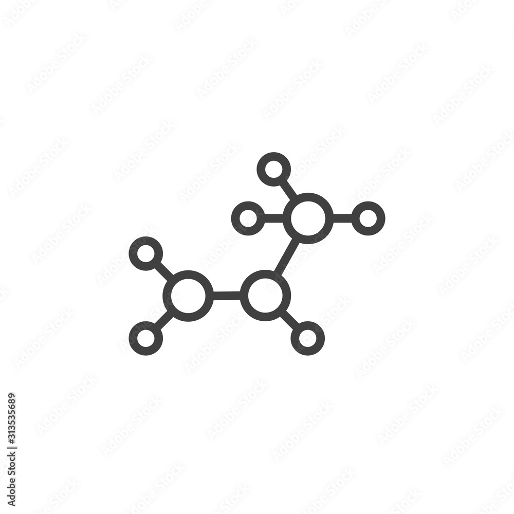Propene molecular structure line icon. linear style sign for mobile ...