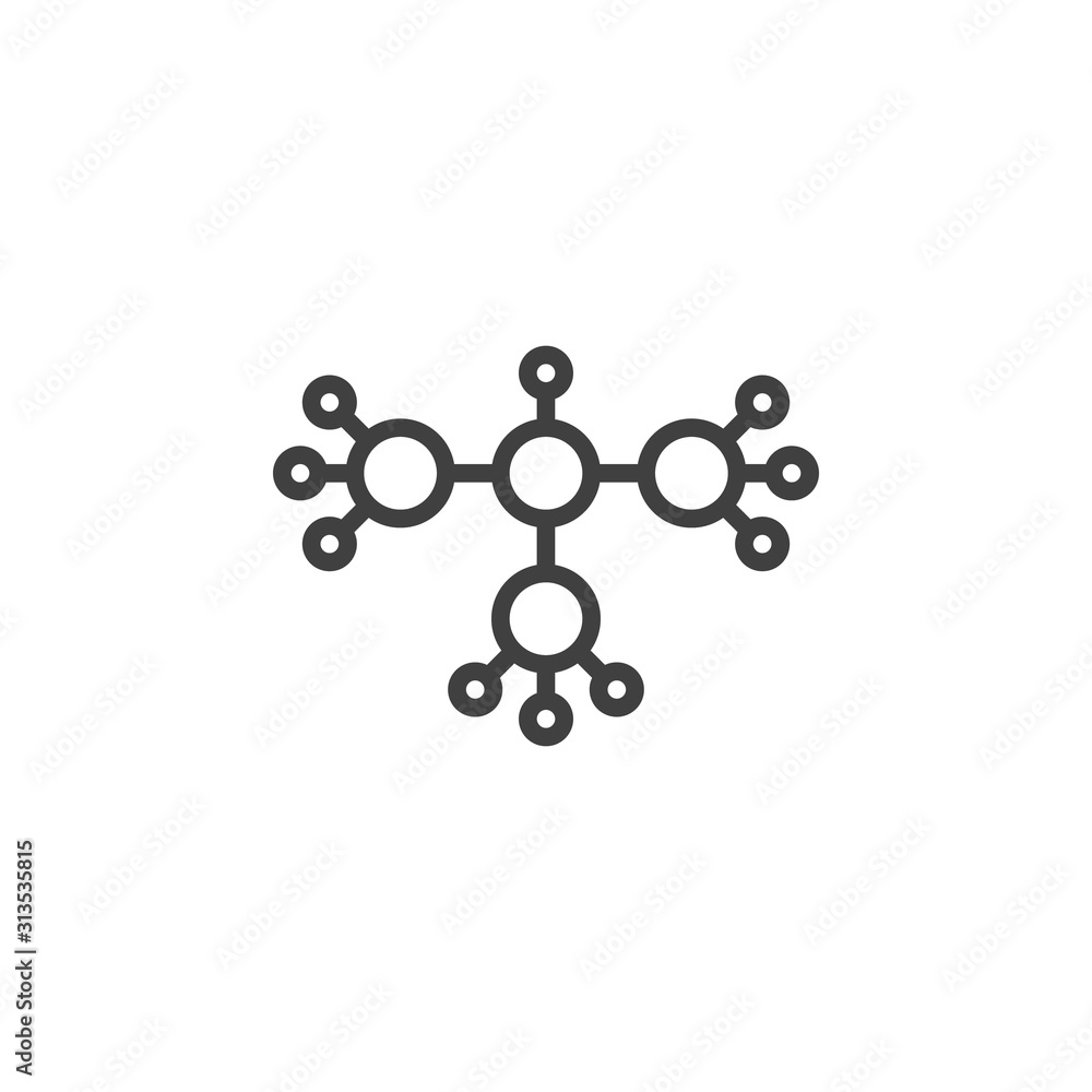 Isobutane molecular formula line icon. linear style sign for mobile ...