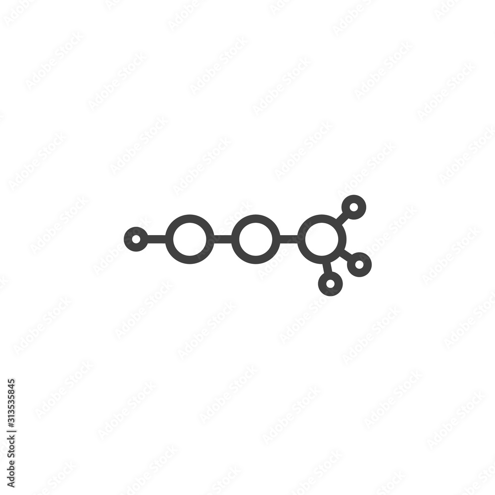 Propyne molecular structure line icon. linear style sign for mobile ...