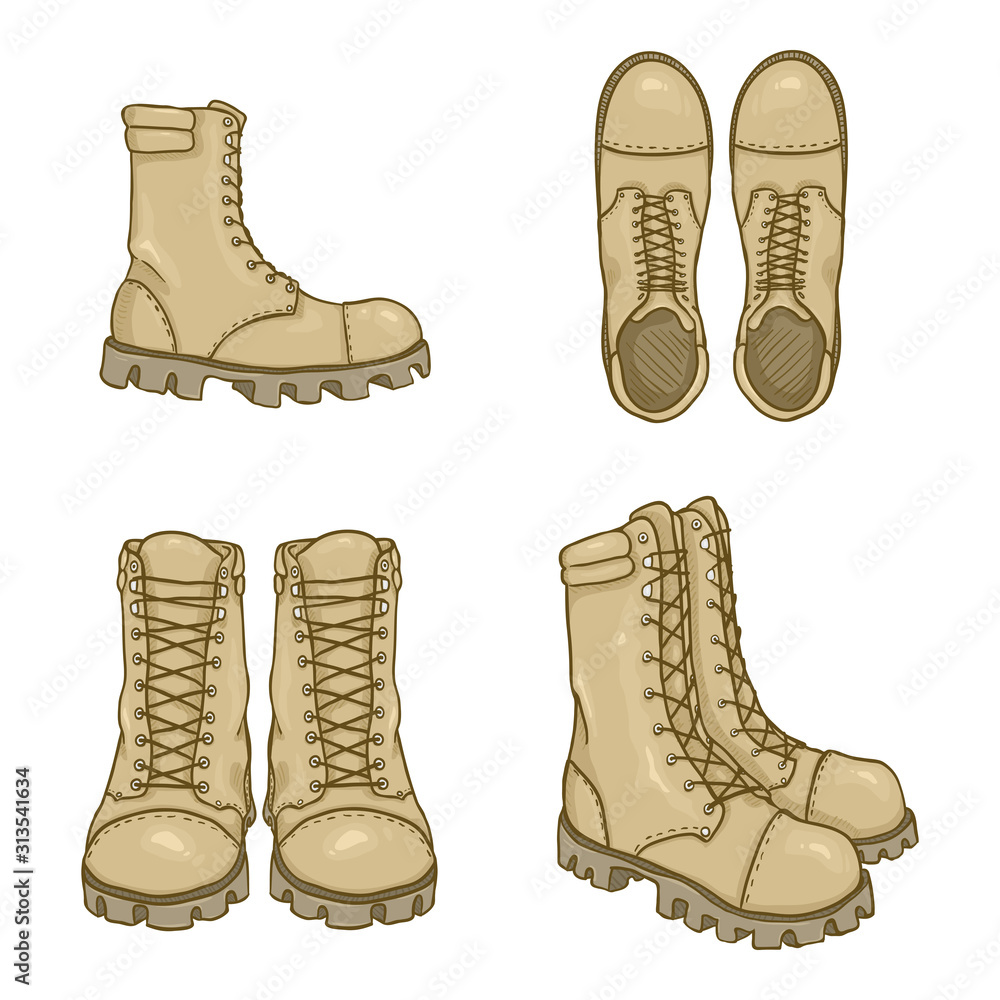 Vector Set of Cartoon Army Boots Illustration Stock-Vektorgrafik ...